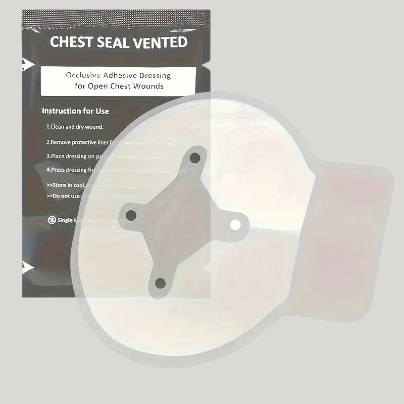 1‑Pack Vented Chest Seal – 6.6″ Square Occlusive Adhesive Dressing with ...