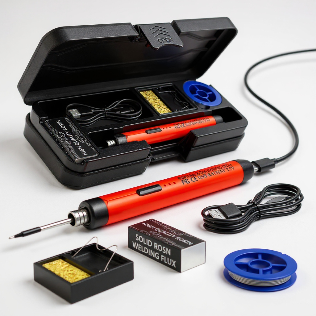 3‑Speed Temperature‑Adjustable USB/Battery Soldering Iron + Stand ...