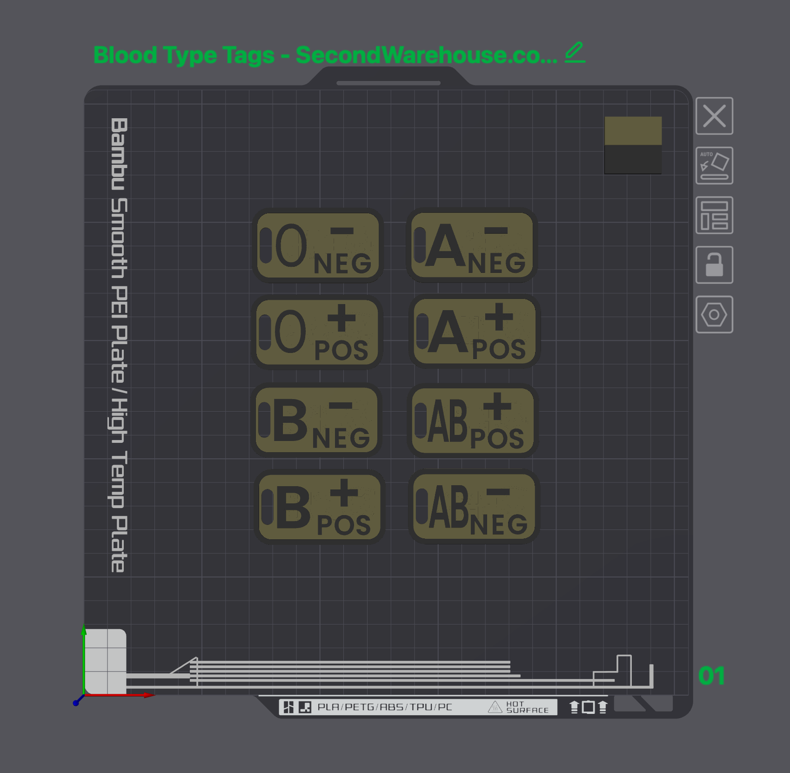 PREP READY 3D-Printed Blood Type Bag Tags & Key Rings (per tag ...